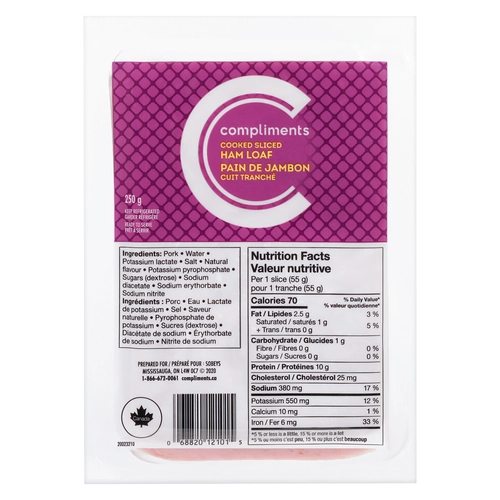 Wholesale Compliments Cooked Sliced Ham Loaf(250g) - Chens Enterprise ...